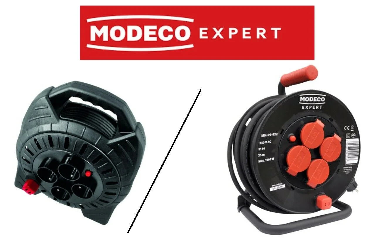 MODECO Expert Kabeltrommel Verlängerungskabel 4 Steckdosen IP44
